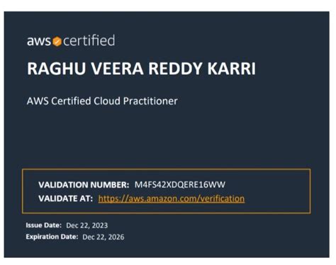 Karri Raghu Veera Reddy On Linkedin Aws Cloudcertified
