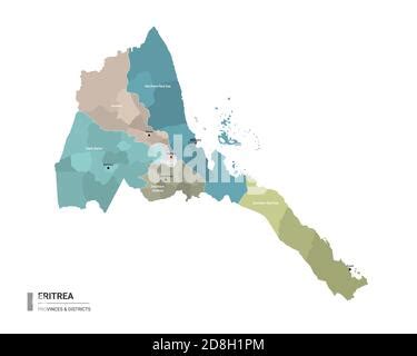 Detailed Map Of Asmara City Capital Of Eritrea Municipal Administrative Asmera Area Map With
