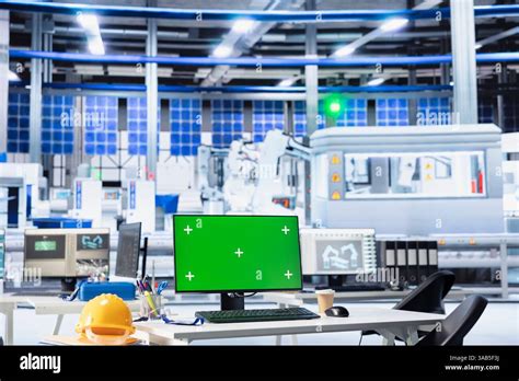 Green Screen Pc Display Used To Adjust Photovoltaics Factory System