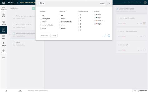 Epics Zoho Sprints