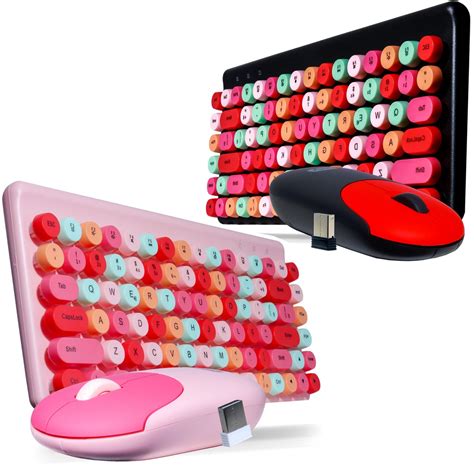 Teclado E Mouse Sem Fio Retro Colorido PC Notebook Knup Shopee Brasil