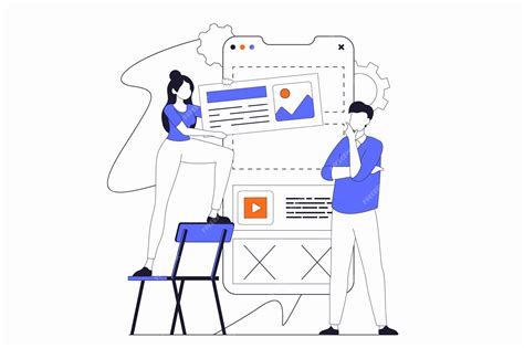 Premium Vector App Development Concept With People Scene In Flat Outline Design