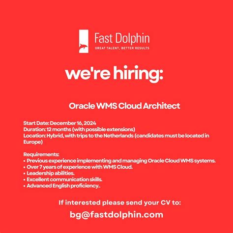 Fast Dolphin On Linkedin Oracle Cloud Wms Architect English