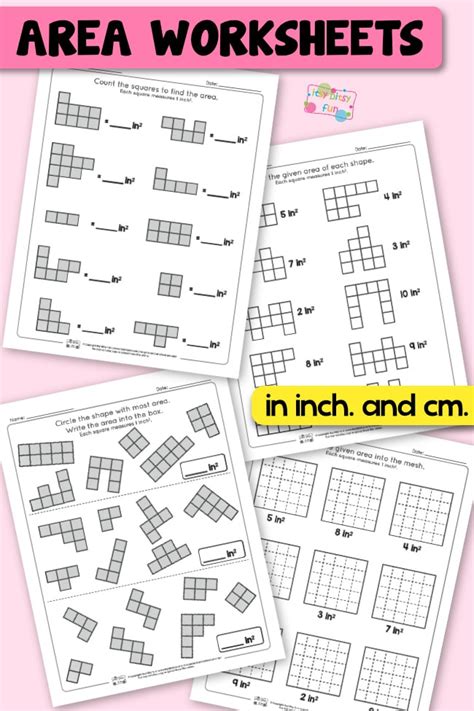 Area Worksheets 2nd Grade Math Worksheets Itsy Bitsy Fun