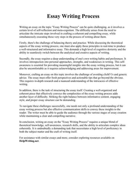 Process Essay Example Marian University Pdf