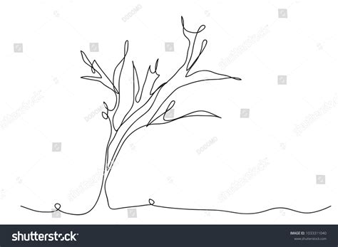 Continuous Line Drawing Tree Vector Illustration Stock Vector Royalty Free 1033311040