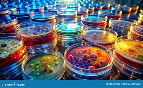 Detailed Microbial Image Of Cells And Interactions Under Microscope Vibrant And Scientific