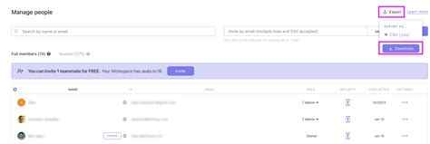 Export A File Of The People In Your Workspace ClickUp Help