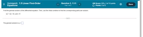 Solved Homework 1 5 Linear First Order Equations Question