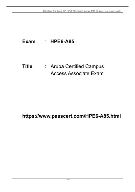 Hp Certification Hpe6 A85 Exam Dumps Pdf Hpe Stuvia Us