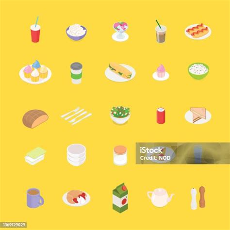 음식 식사 야채 과일 고기 음료 요리 세트 평면 디자인의 등자극 벡터 일러스트레이션 컵케이크에 대한 스톡 벡터 아트 및 기타