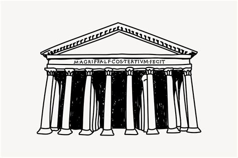 Pantheon Rome Hand Drawn Illustration Free Vector Rawpixel