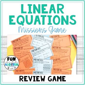 Linear Equations Review Missions Game By Fun With Algebra TPT