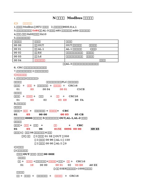 N70系列仪表 Modbus Rtu协议 Pdf