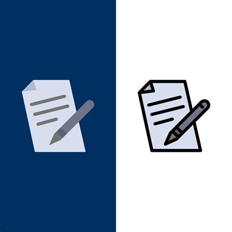 File Education Pen Pencil Icons Flat And Line Filled Icon Set Vector