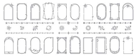 Premium Vector Minimal Line Frames And Borders With Star Twinkles