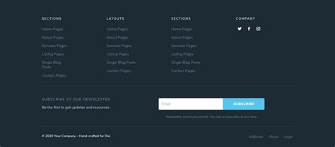 footer sections diviwp documentation