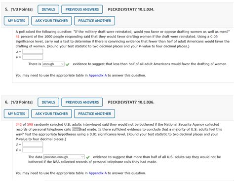 Solved 5 [1 3 Points] Details Previous Answers Peckdevstat7