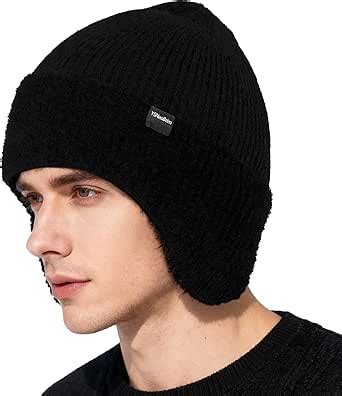 Ysneobrim Winter Fleece Line Beanie With Earflap For Men Women Outdoor