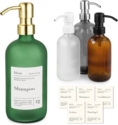 Transparante Groene Zeepdispenser Met Roestvrijstalen Pomp 500 Ml Ø 7 X 21 Cm Voor Bol