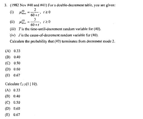 Solved 3 1982 Nov 40 And 41 For A Double Decrement
