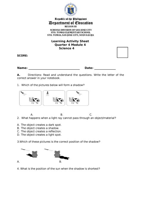 Learning Activity Sheet Q4 M4 Learning Activity Sheet Quarter 4
