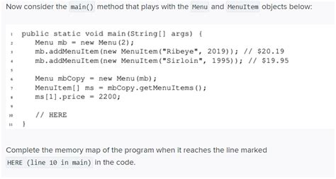 Solved Consider The Menu And Menuitem Class Given Below