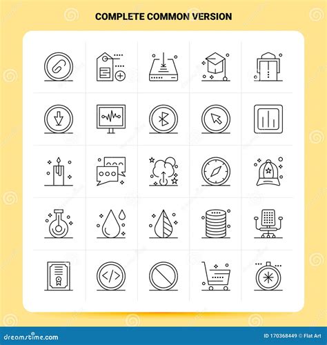 Outline 25 Complete Common Version Icon Set Vector Line Style Design Black Icons Set Linear