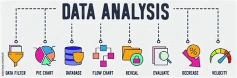 data analysis banner web icon data filter pie chart database flow