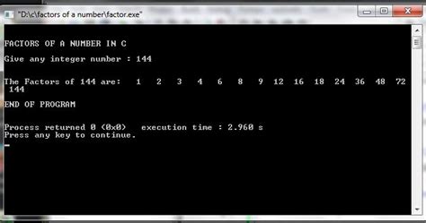 Free Programming Source Codes And Computer Programming Tutorials Factors Of A Number In C