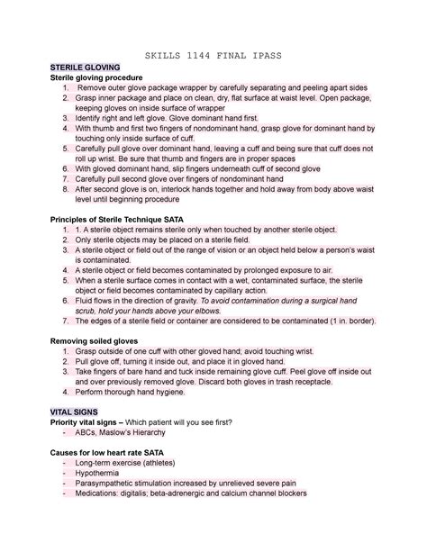 Skills Final Ipass Spring 2022 2 Skills 1144 Final Ipass Sterile
