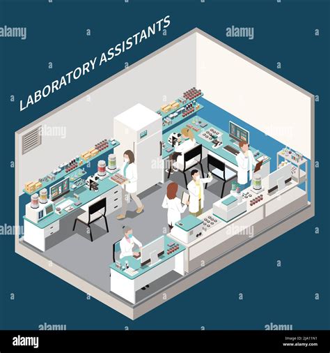 Laboratory Diagnostics Analysis Service Isometric Composition With View Of Lab Room With Test