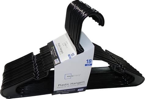 Mainstay 18 Pack Standard Plastic Hangers Black 2 Pack