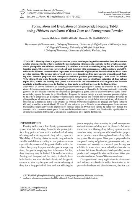 Formulation And Evaluation Of Glimepiride Floating Tablet Using Hibiscus