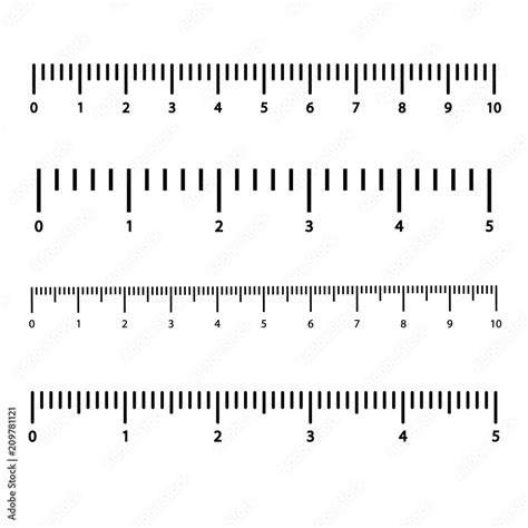 Black Scale With Numbers For Rulers Different Units Of Measurement Vector Illustration Stock