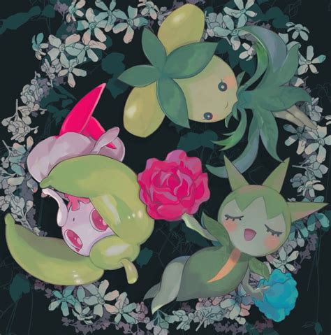 Steenee Roselia And Dolliv Pokemon Drawn By Abe Kumayu Danbooru