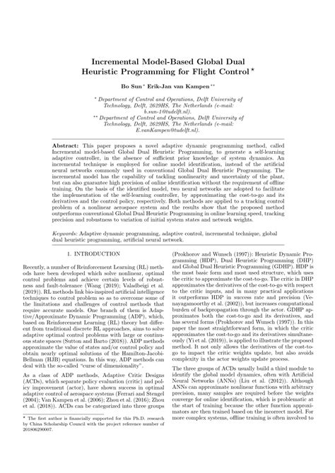 Pdf Incremental Model Based Global Dual Heuristic Programming For
