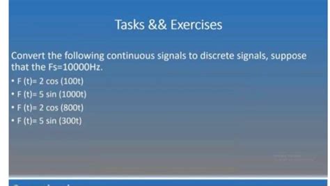 Solved Convert The Following Continuous Signals To Discrete