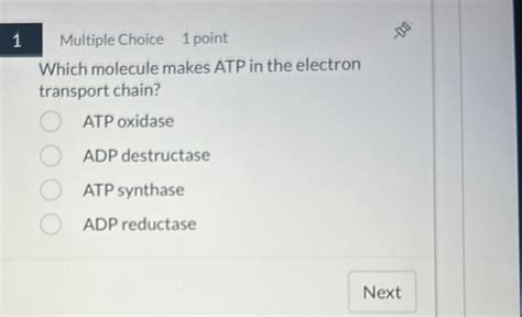 Solved Multiple Choice1 ﻿pointWhich molecule makes ATP in | Chegg.com