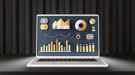 A Stunning 3d Render Of A Modern Laptop Showcasing Dynamic Data Visualizations Alongside Vibrant