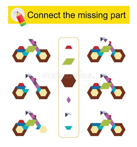 Connect The Missing Part Task For The Development Of Attention And Logic Stock Vector