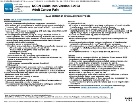 （2023 V2）nccn临床实践指南：成人癌痛（英文版） 指南•规范•共识 药讯中心 湖南药事服务网