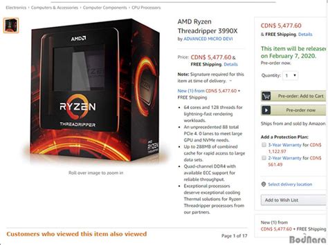 AMD, 라이젠 스레드리퍼 3990X 아마존 사전 주문 오픈:: 보드나라