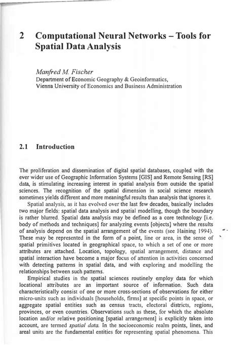 Pdf Computational Neural Networks — Tools For Spatial Data Analysis