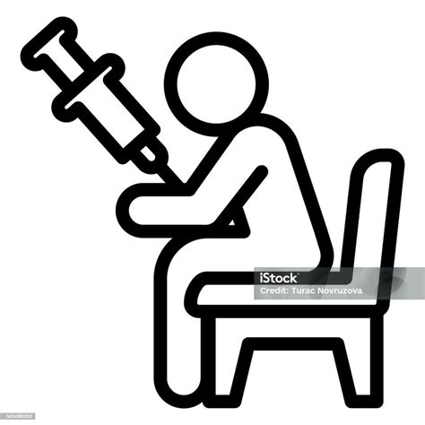 Injecting Medicine In Patient Arm With Syringe Line Icon Injections Concept Applying Injection