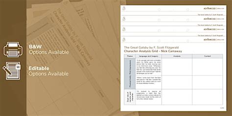 nick carraway character grid beyond english teacher made