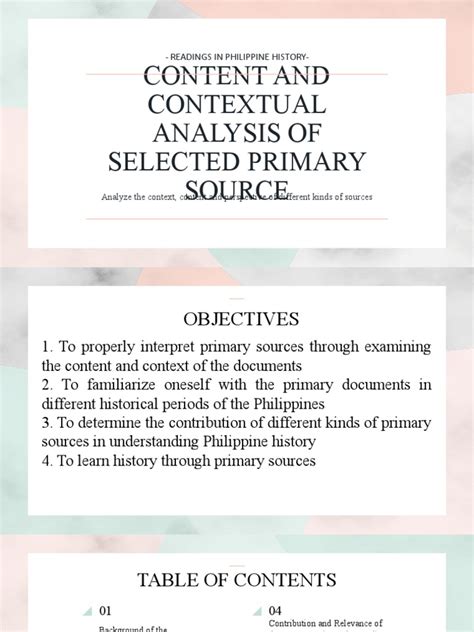 Content And Contextual Analysis Of Selected Primary Source Pdf