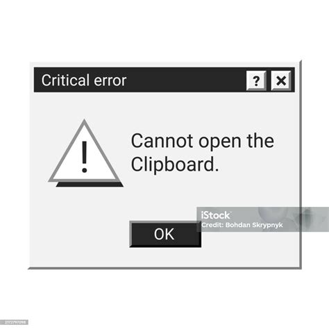 Retro Critical Error Message In Black Color Old Warning Window In Old Style Stock Illustration