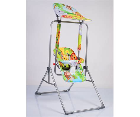 Бебешка градинска люлка със сенник Moni Fanny зелена лилава розова синя КОМСЕД