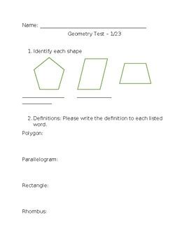 Geometry Assessment By TeamTerry TPT